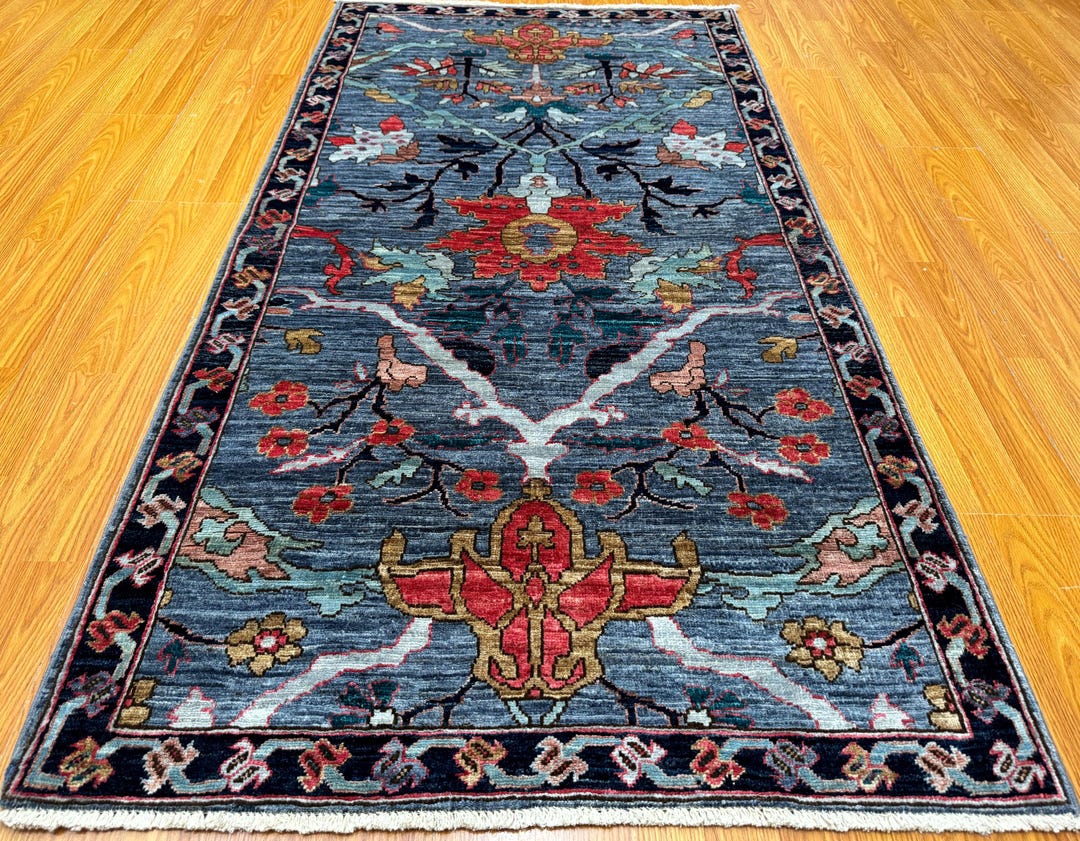 3x6 Gray Bidjar Runner Rug -tribal Hand Knotted Afghan Wool Runner Rug ...