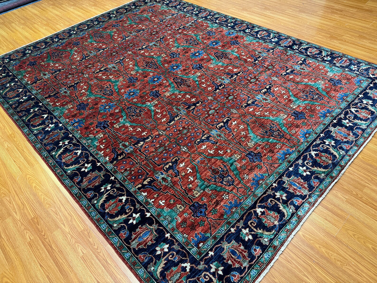 9x12 Bidjar Area Rug - Red Blue Green Hand Knotted Afghan Veg Dyes Wool Rug - Tribal Design Rug ...