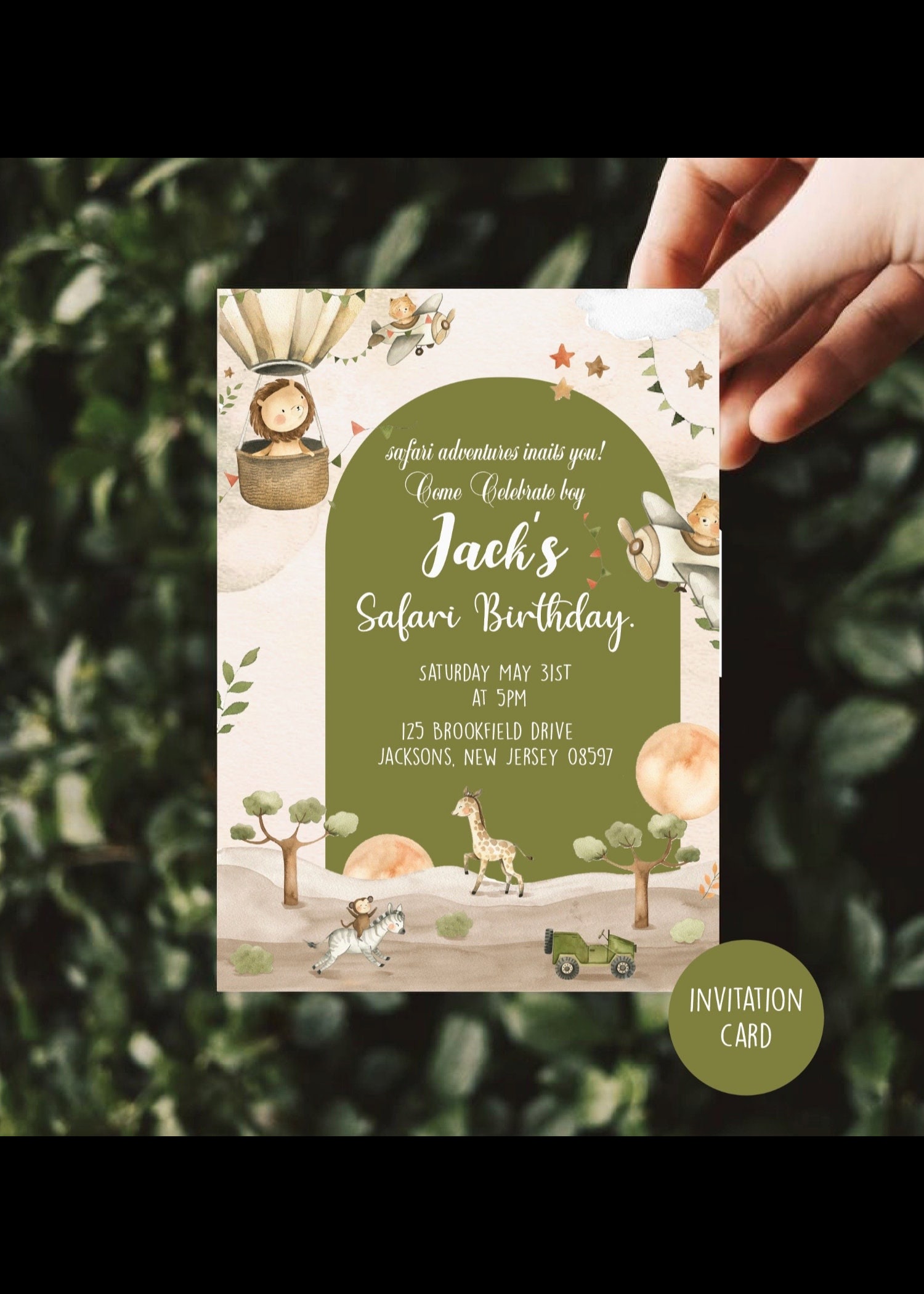 Editable Safari Banner, Safari Invitation , Safari Party, Birthday ...