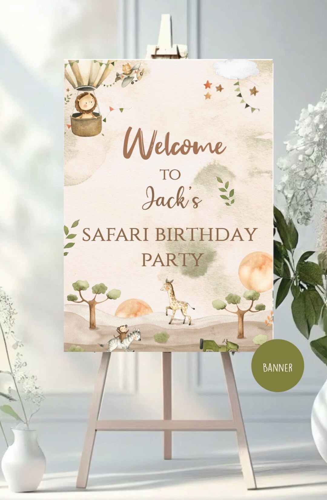Editable Safari Banner, Safari Invitation , Safari Party, Birthday ...