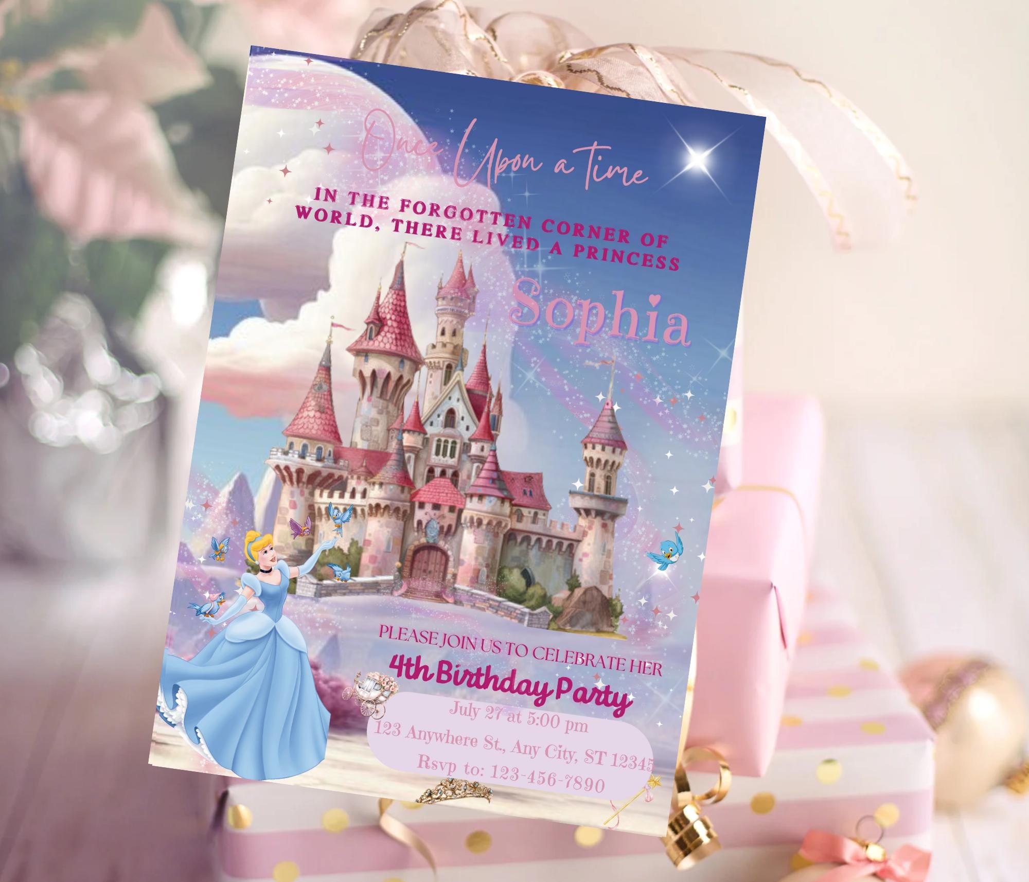 Editable Princess Invitation, Castle Birthday Invitation, Princess ...