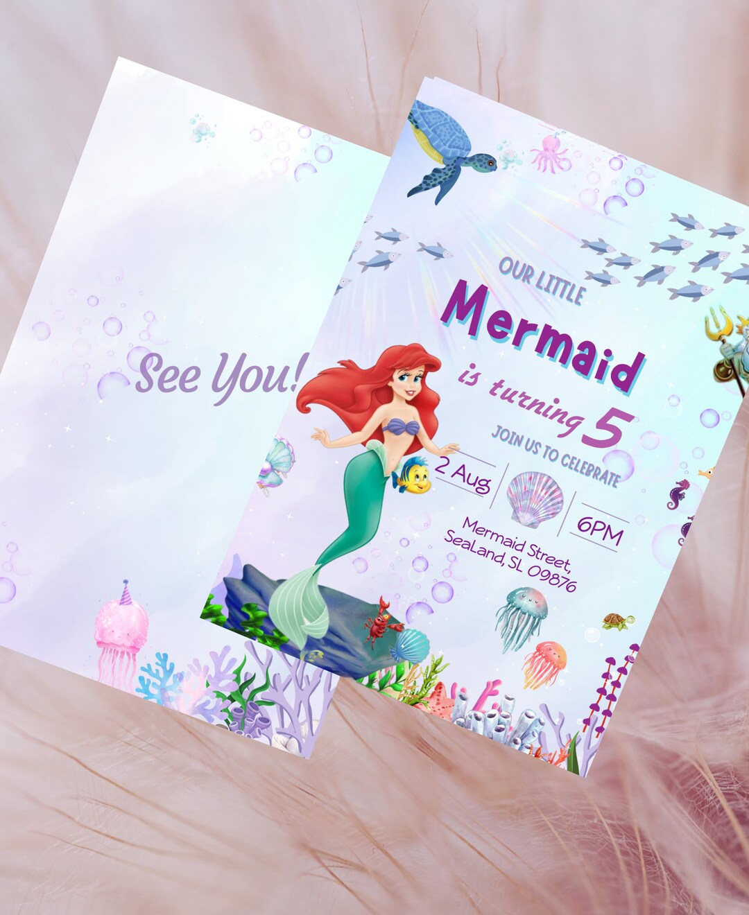 Little Mermaid Birthday Invitation, Under the Sea Invite, Mermaid ...