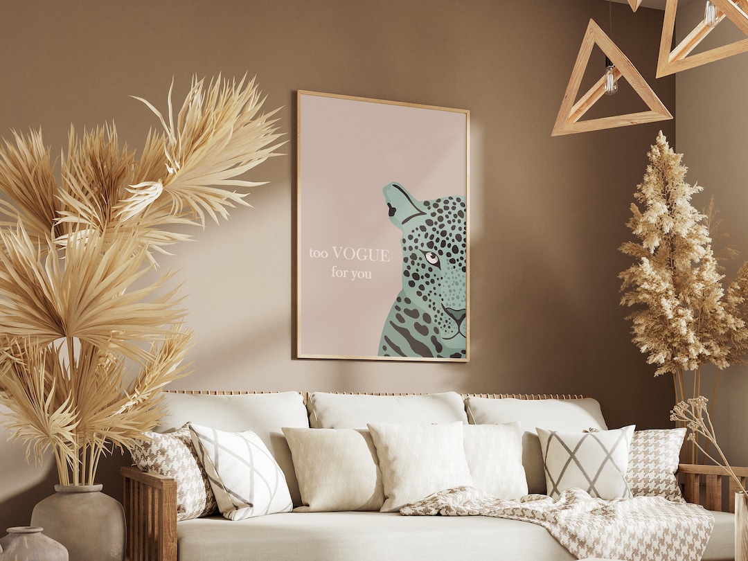 Chic Cheetah Vogue Poster: Luxury Beige & Green Decor With Bold ...