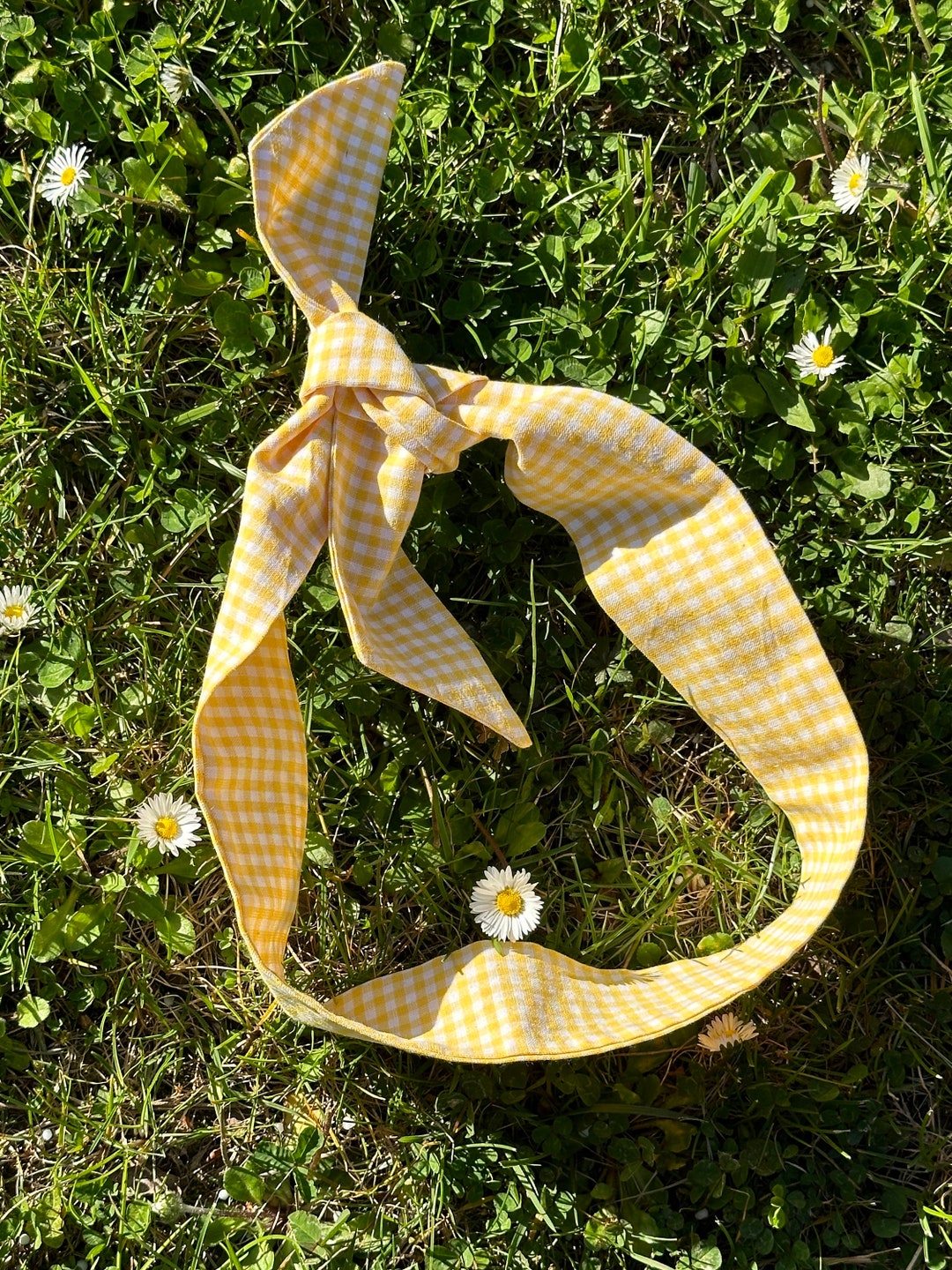 Gingham Yellow Handmade Headscarf Made in Italy Vintage Style - Etsy