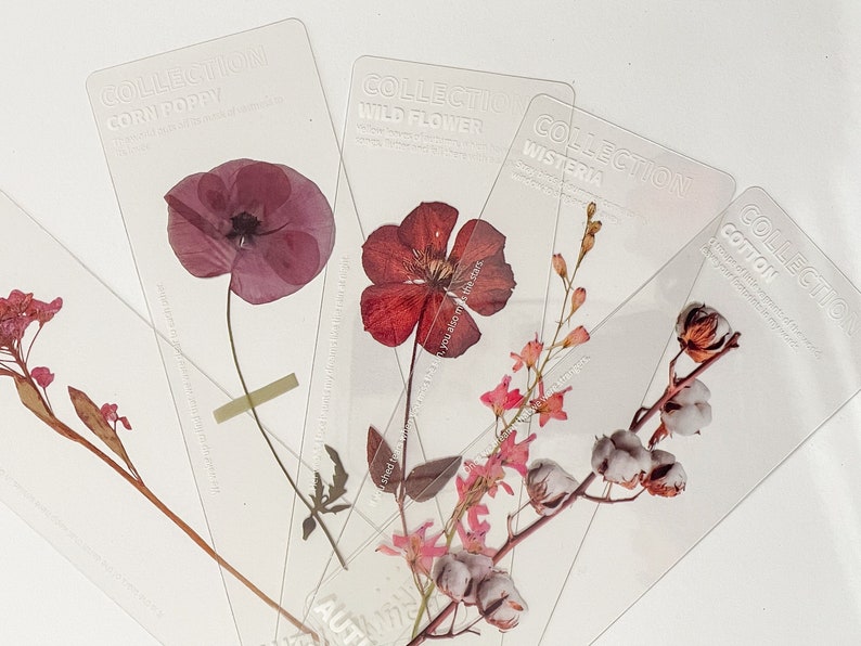 10 Transparent Flower Bookmark PET Unique Botanical Page Marker for ...