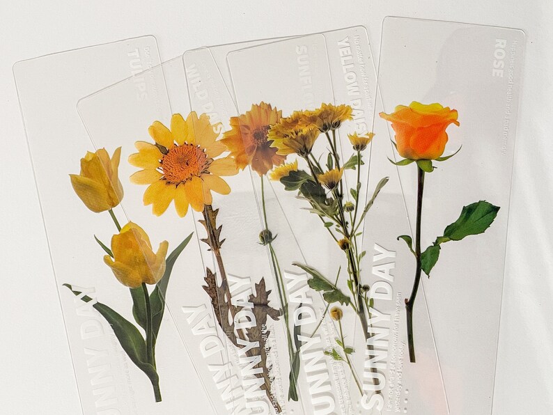 10 Transparent Flower Bookmark PET Unique Botanical Page Marker for ...
