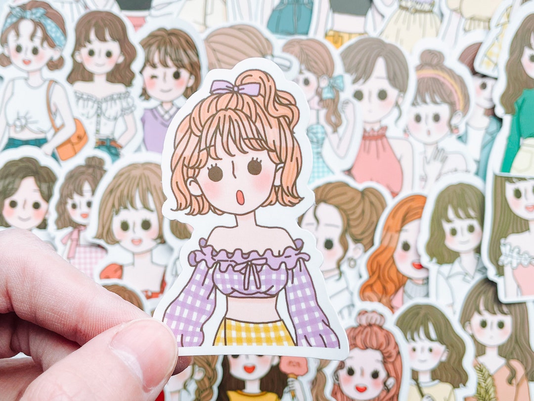 10 Cartoon Girl Stickers - Etsy
