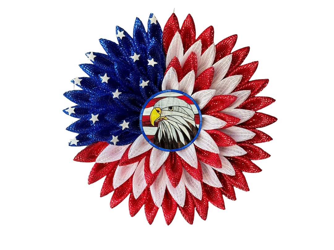 Patriotic Eagle Wreath – Red, White, and Blue Wreath, 4th of July Decor ...