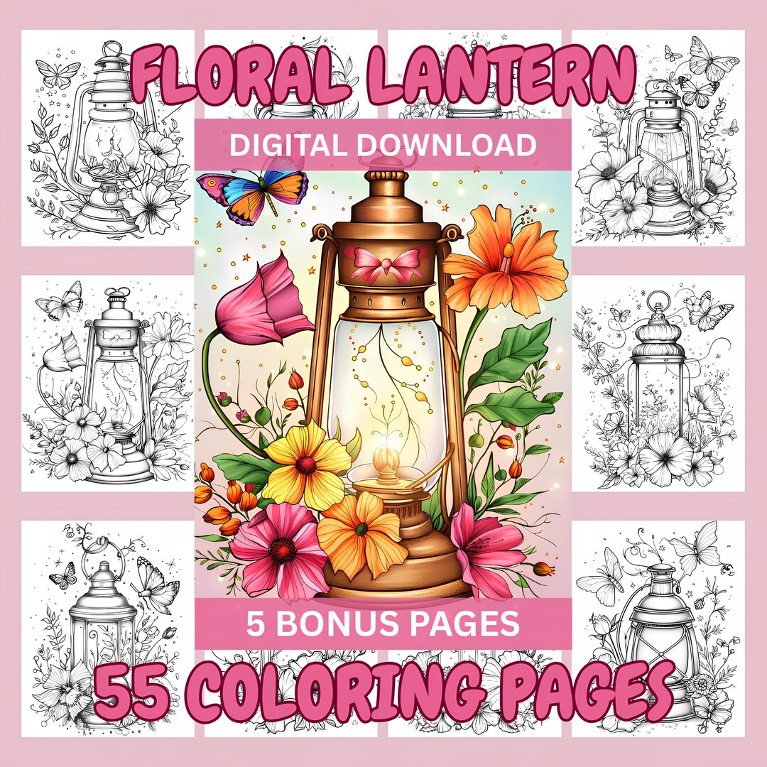 Floral Lantern Coloring Pages: 55 Printable Floral Designs, Floral ...