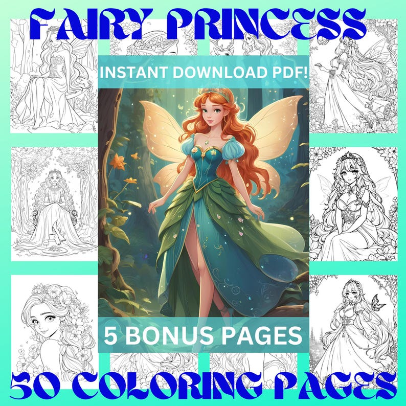50 Fairy Princess Coloring Pages for Kids and Adults | Enchanting ...
