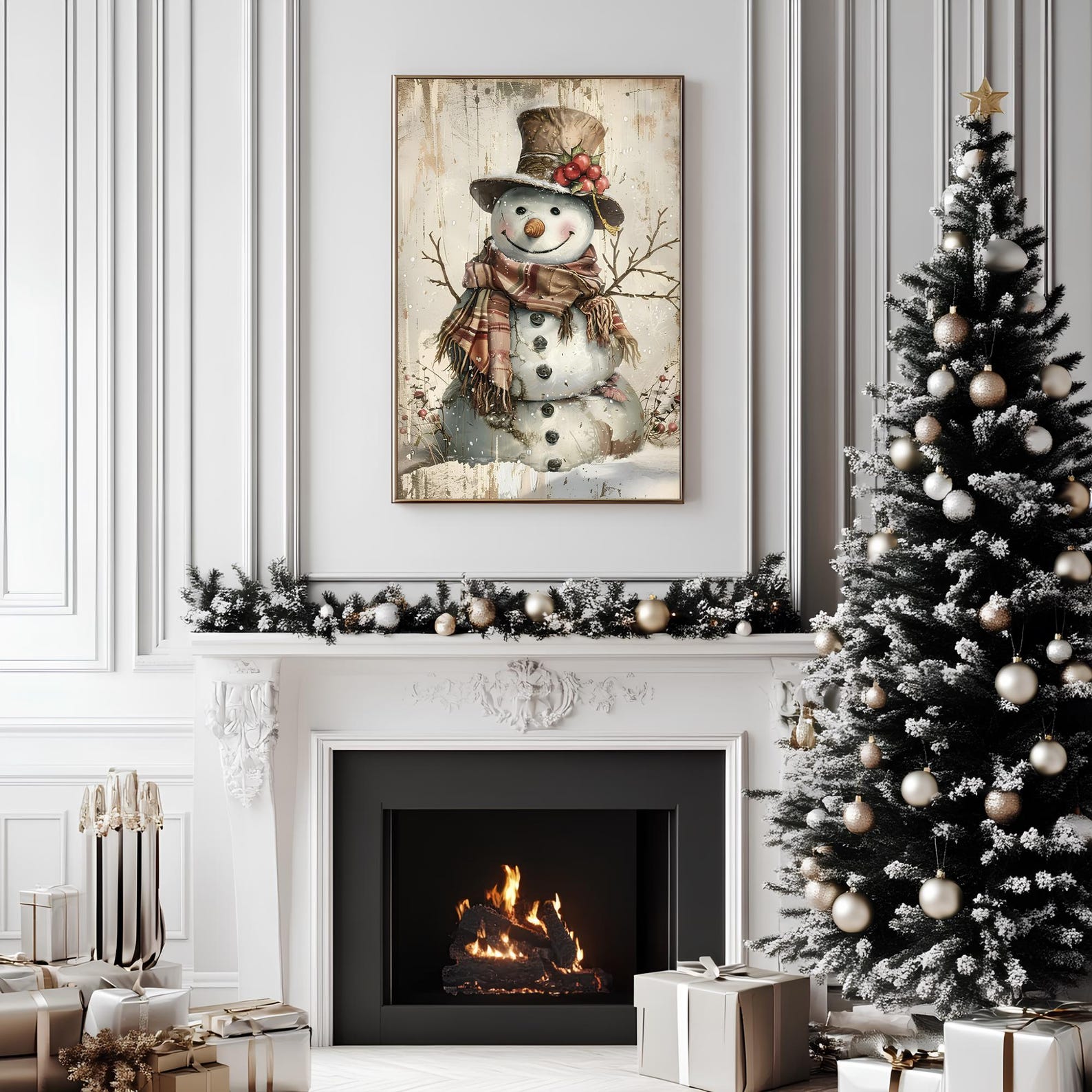 Vintage Snowman Print | Snowman Printable Wall Art | Winter Printable ...