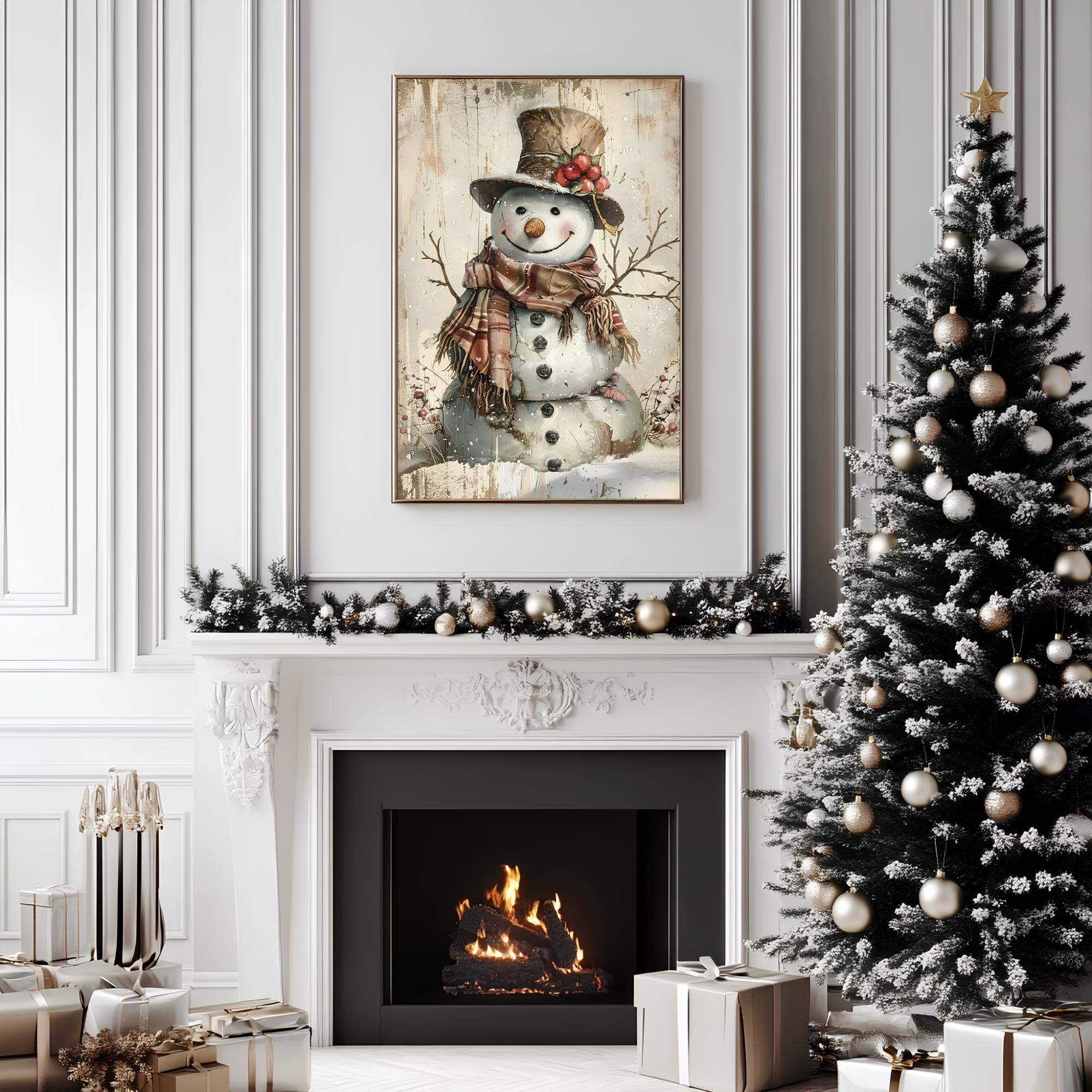 Vintage Snowman Print | Snowman Printable Wall Art | Winter Printable ...
