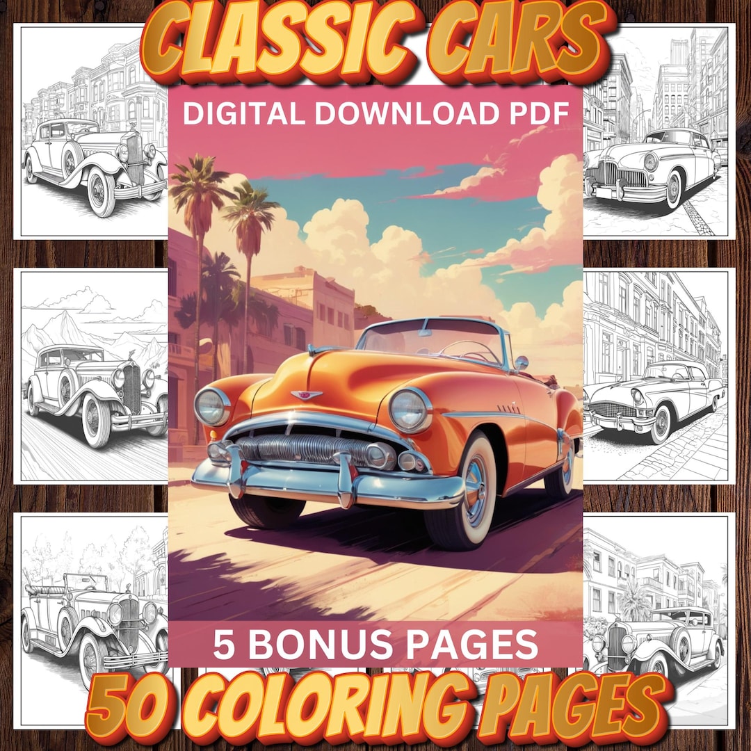 50 Classic Cars Coloring Pages | Car Coloring Sheets for Adults ...