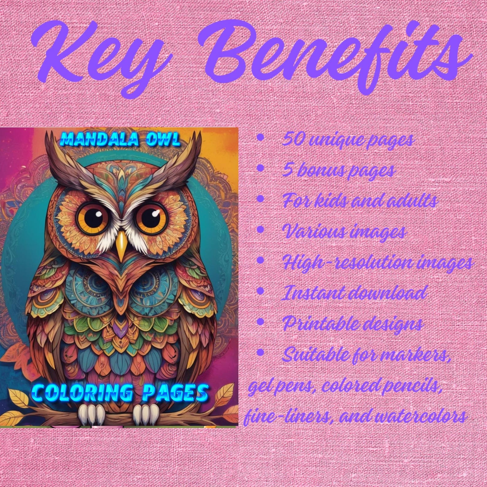 Owl Mandala Coloring Pages: 50 Printable Designs for Relaxation (PDF ...