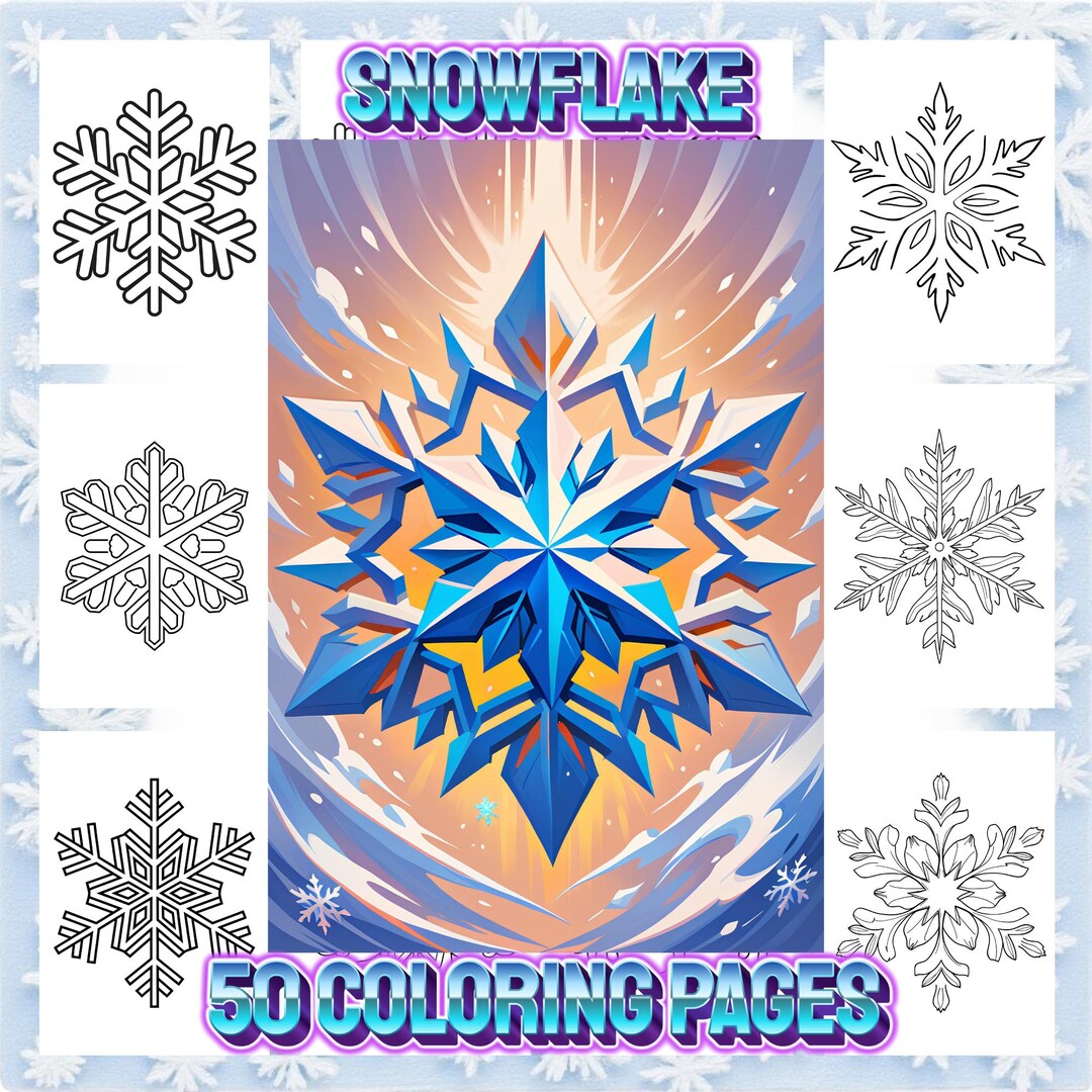 50 Snowflake Coloring Pages: Winter Holiday Activity (digital Download ...