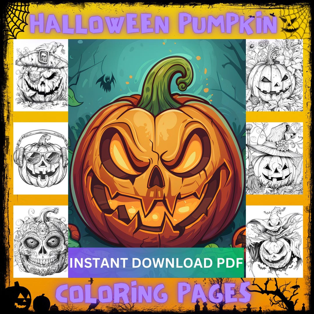 50 Halloween Pumpkin Coloring Pages for Adults | Pumpkin Coloring Pages ...