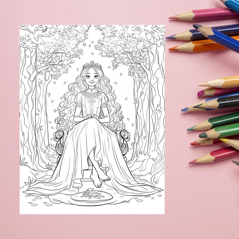 50 Fairy Princess Coloring Pages for Kids and Adults | Enchanting ...