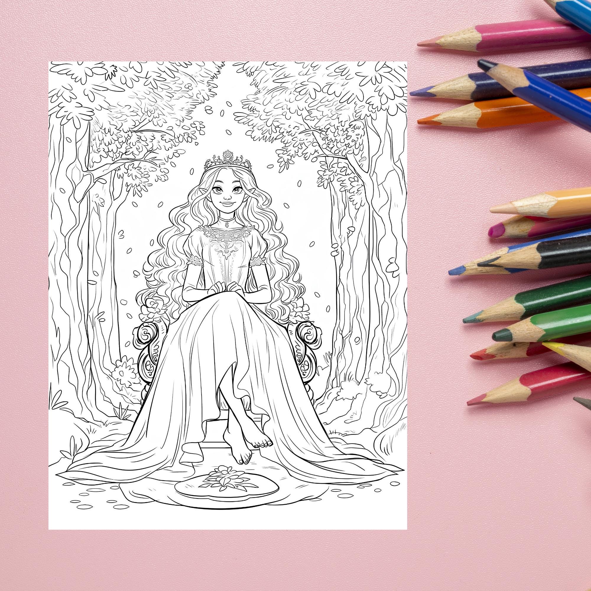 50 Fairy Princess Coloring Pages for Kids and Adults | Enchanting ...