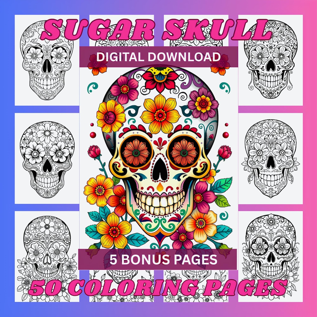 50 Sugar Skull Coloring Pages | Day of the Dead Coloring | Skull ...