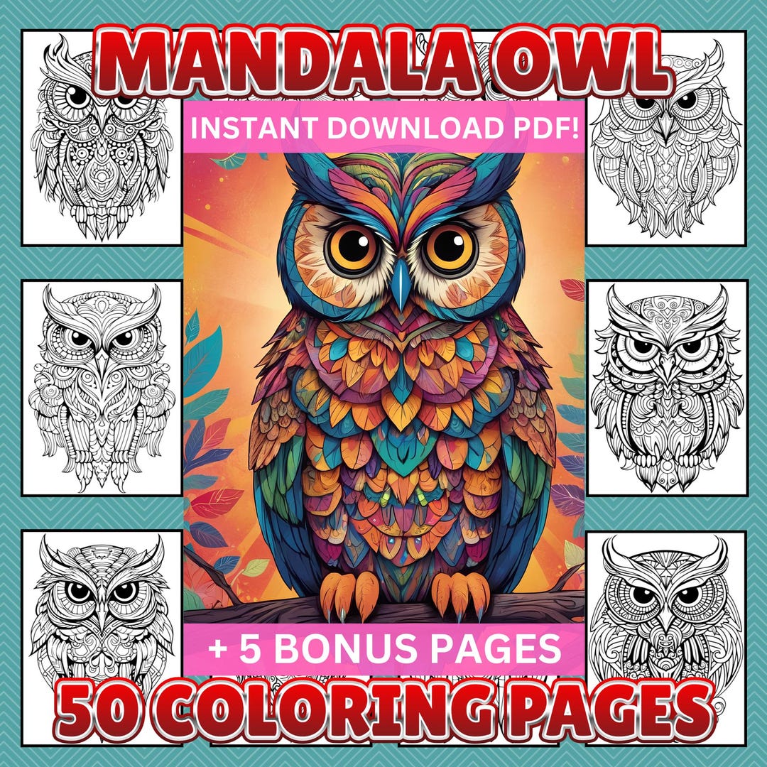 Owl Mandala Coloring Pages: 50 Printable Designs for Relaxation (PDF ...