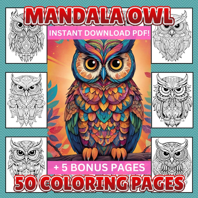 Owl Mandala Coloring Pages: 50 Printable Designs for Relaxation (PDF ...