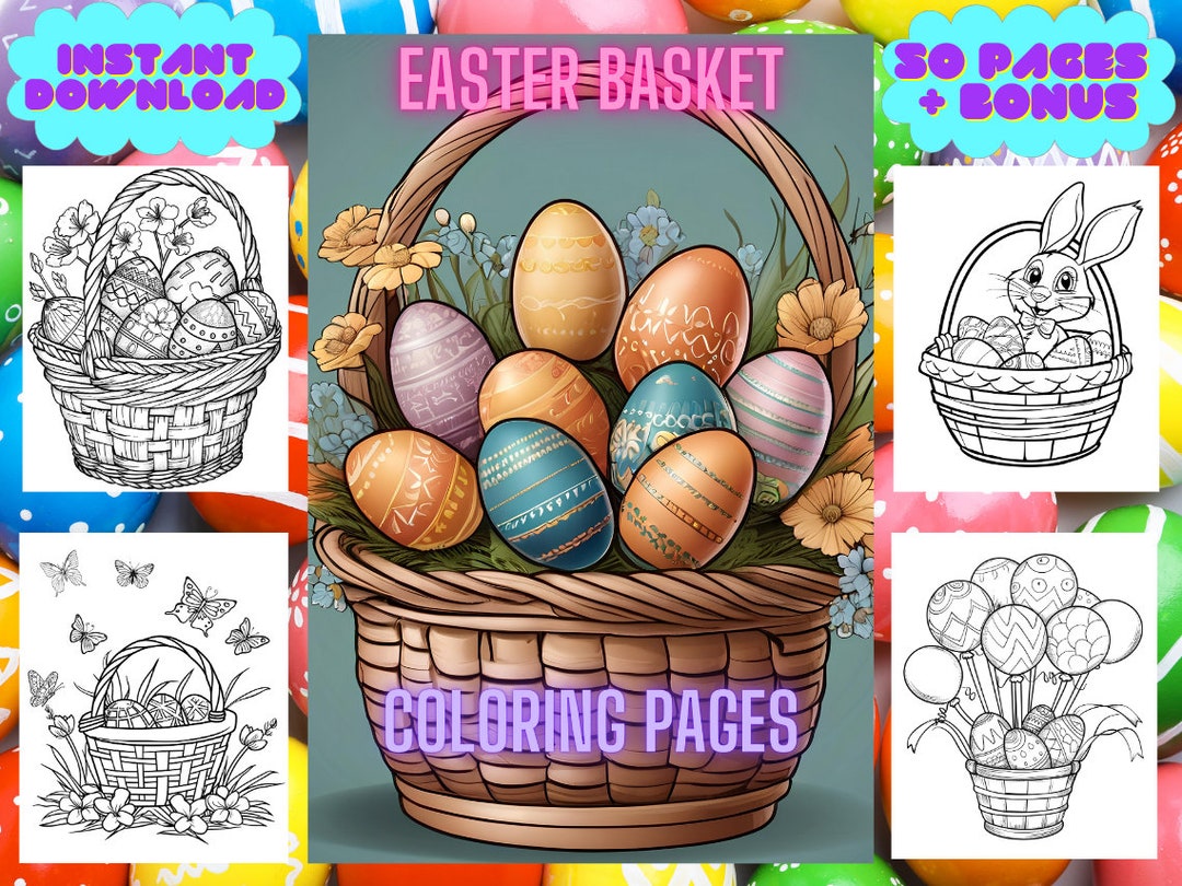 50 Easter Basket Coloring Pages, Printable Easter Basket Coloring for ...
