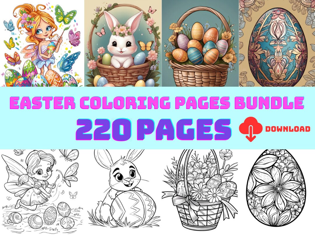220 Easter Coloring Pages Bundle for Kids, Kids Coloring Book, Gifts ...