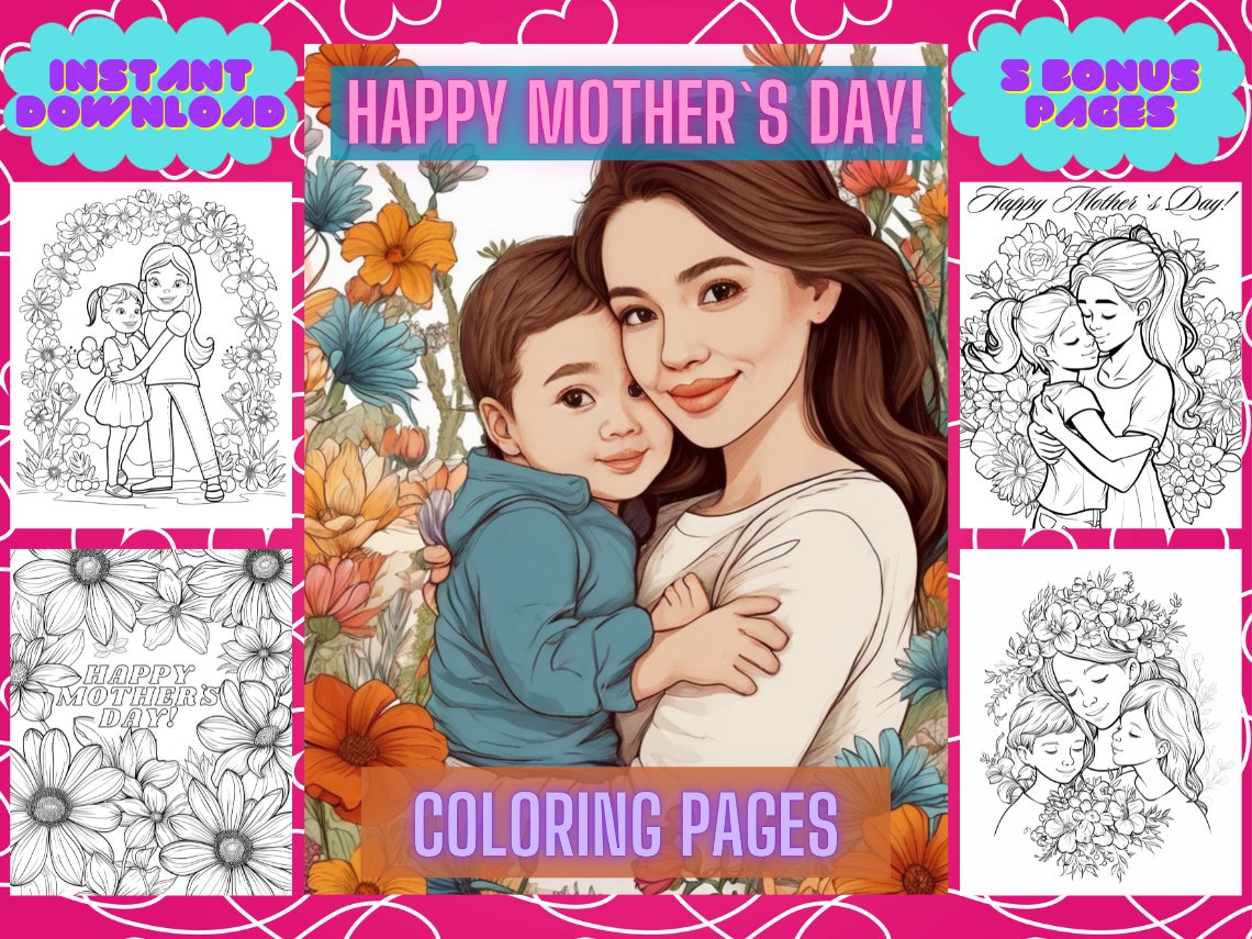 50 Mother's Day Coloring Pages for Kids, Happy Mother's Day, Cute ...