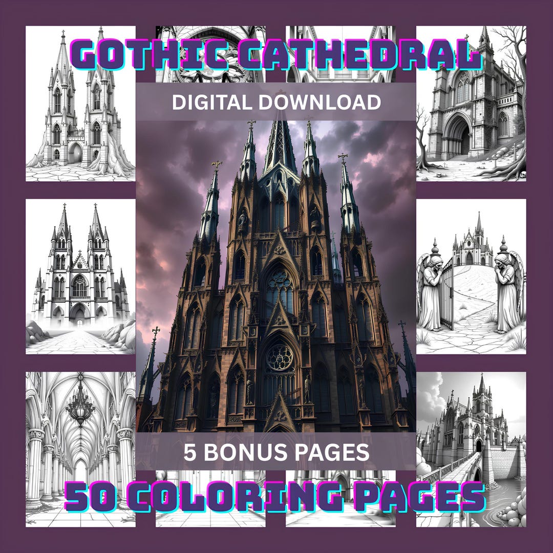 Gothic Cathedral Coloring Pages: 50 Gothic Fantasy Designs (digital ...