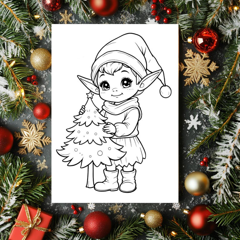 50 Christmas Elf Coloring Pages | Adorable Christmas-themed Elf ...