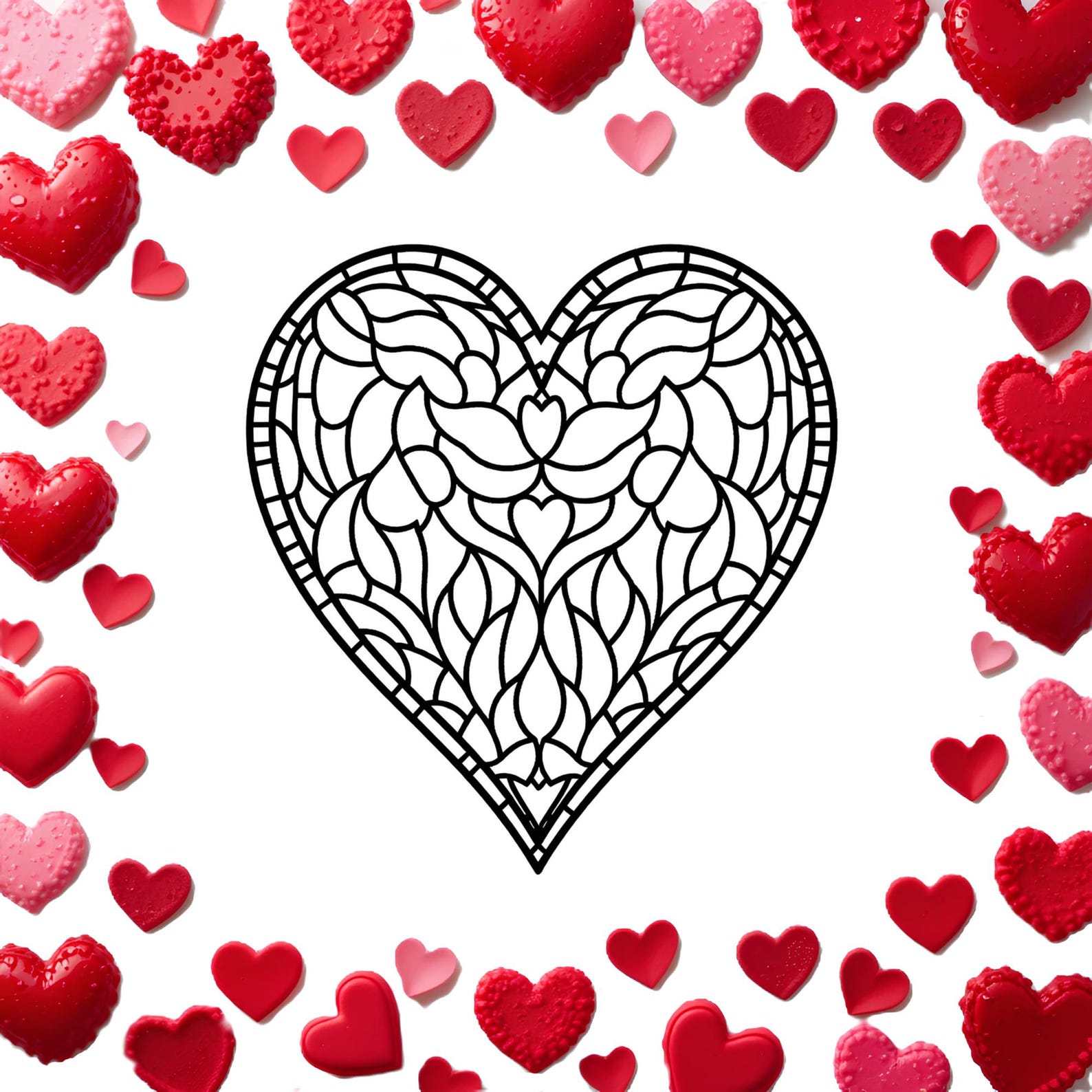 Stained Glass Heart Coloring Pages: 50 Designs (printable PDF) - Etsy