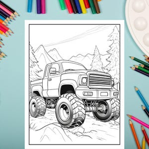 50 Monster Truck Coloring Pages for Kids & Adults (+5 Bonus) (digital ...