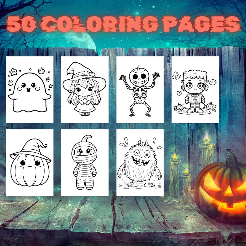 50 Kawaii Halloween Coloring Pages | Cute Halloween Coloring Sheets ...