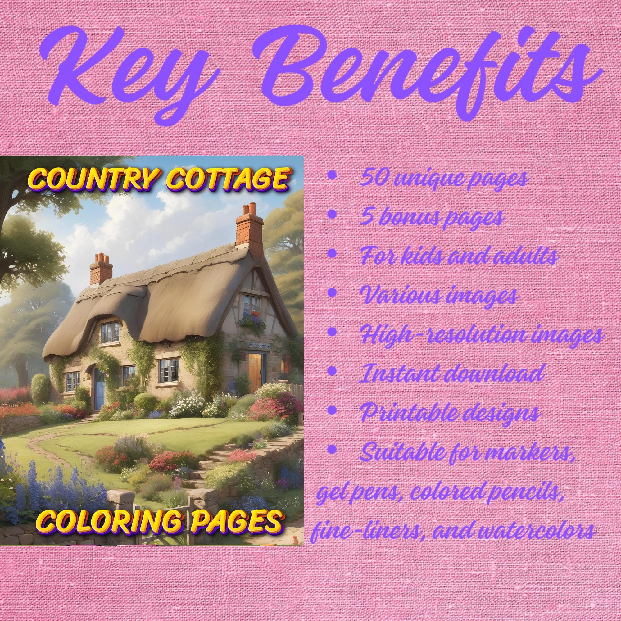 50 Country Cottage Coloring Pages | Cozy Cottage Coloring Page for ...