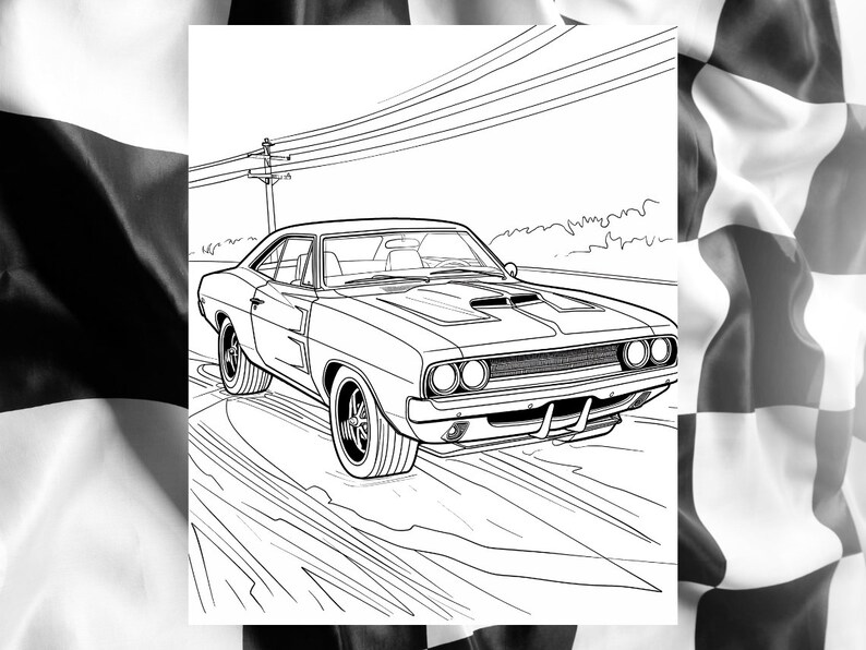 50 Muscle Cars Coloring Pages for Kids and Adults | Old Cars | Classic ...