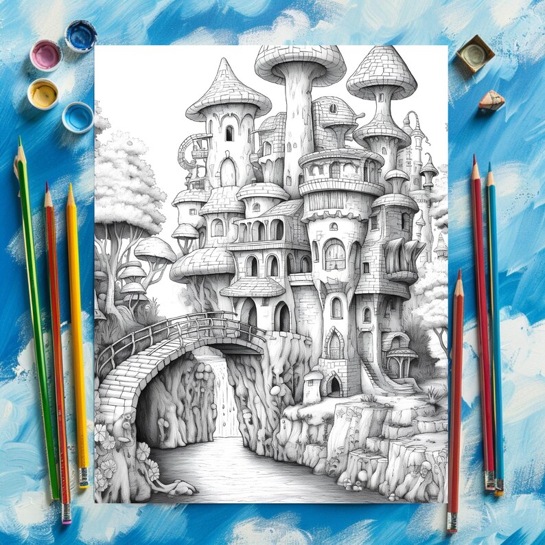 50 Enchanted Fairy House Coloring Pages for Adults | Fairy House ...