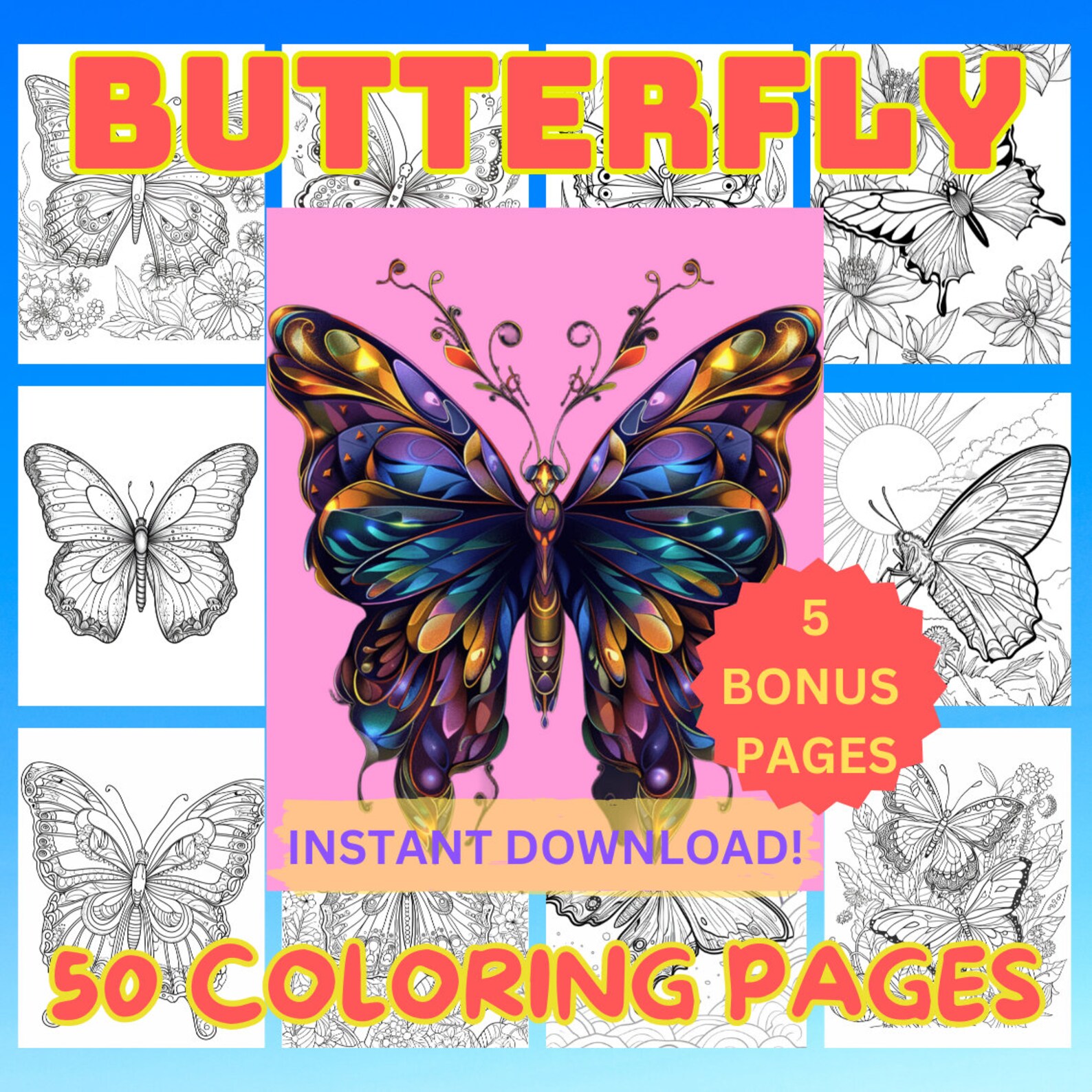 50 Butterfly Coloring Pages for Kids and Adults | Сoloring Sheets for ...