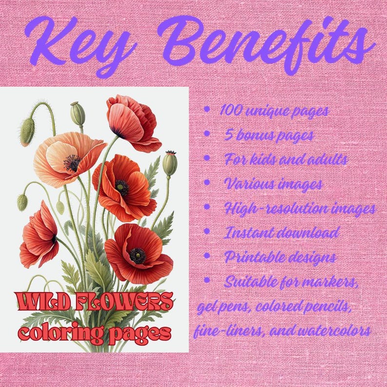 100 Wild Flowers Coloring Pages | Floral Coloring Sheets for Kids and ...