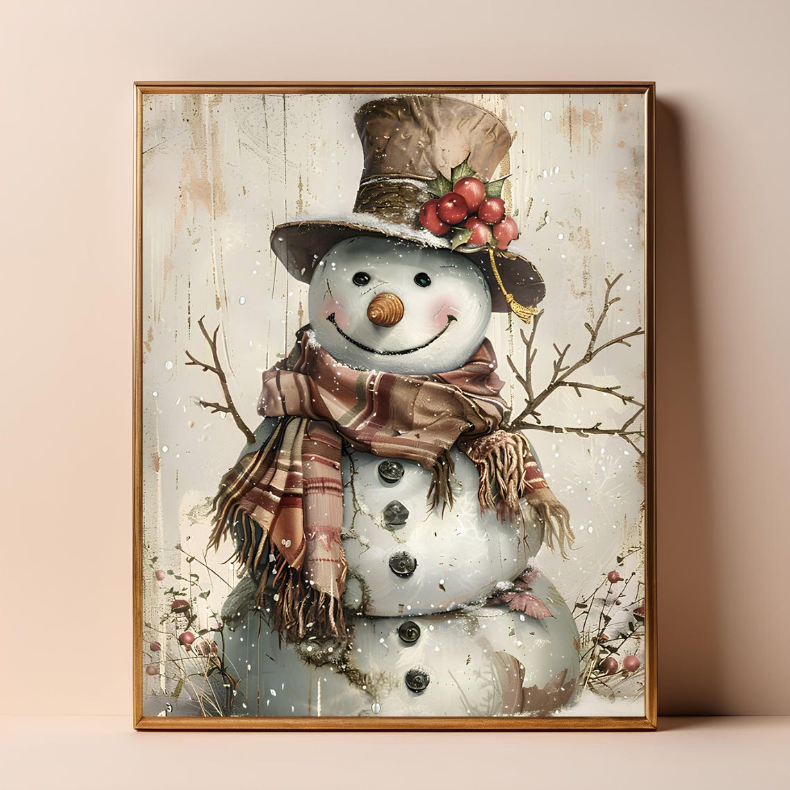 Vintage Snowman Print | Snowman Printable Wall Art | Winter Printable ...