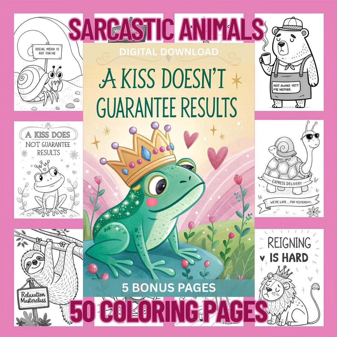 Sarcastic Animals Coloring Pages: Funny Grayscale Illustrations ...