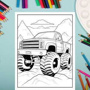 50 Monster Truck Coloring Pages for Kids & Adults (+5 Bonus) (digital ...