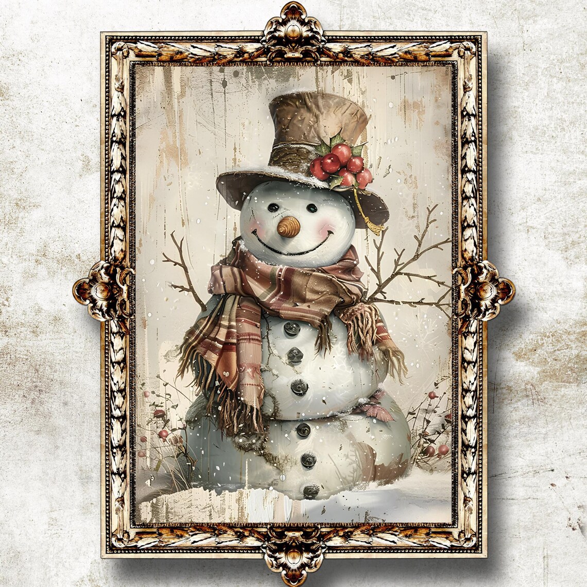 Vintage Snowman Print | Snowman Printable Wall Art | Winter Printable ...