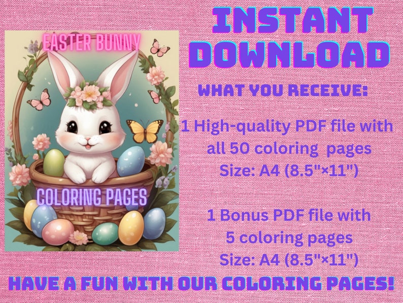50 Easter Bunny Coloring Pages for Kids, Easter Coloring Pages, Bunny ...
