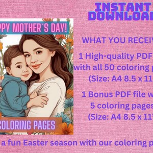 50 Mother's Day Coloring Pages for Kids, Happy Mother's Day Cute ...