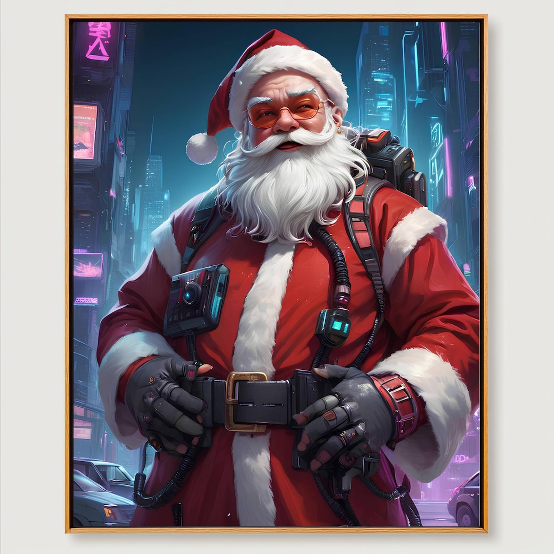 Cyberpunk Santa Print Сyberpunk Poster Santa Print Santa Wall Art ...