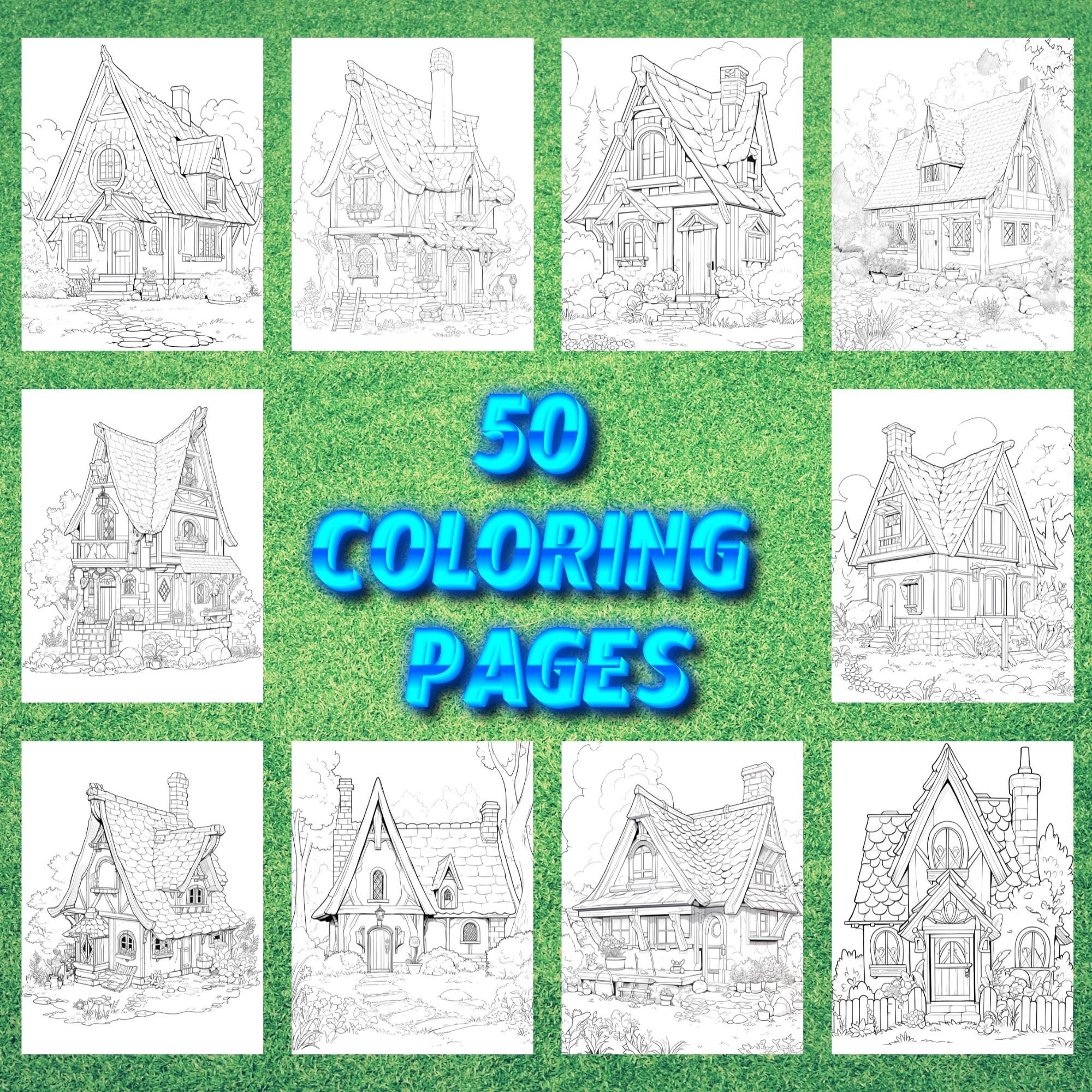 50 Country Cottage Coloring Pages | Cozy Cottage Coloring Page for ...
