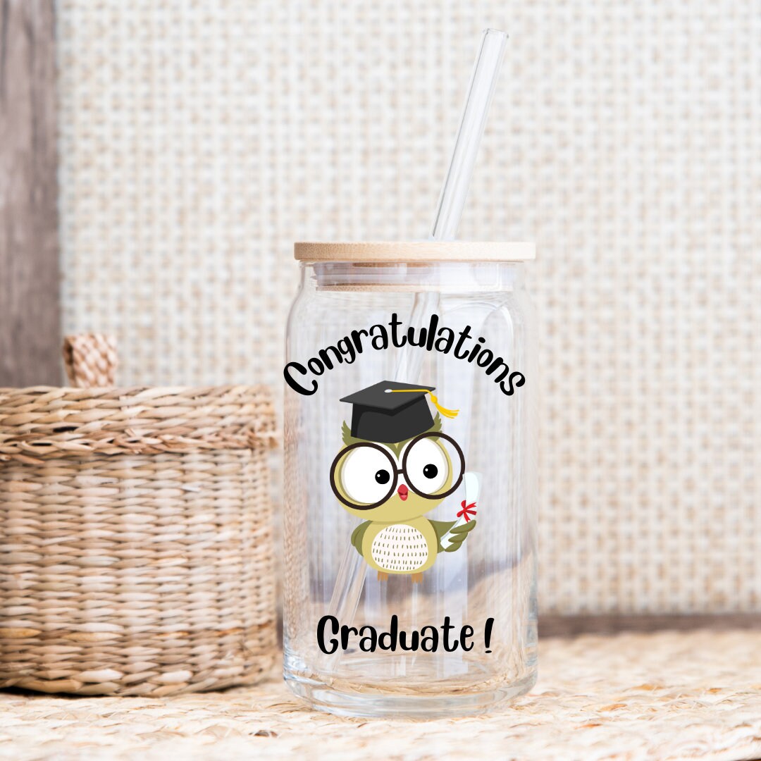 Congratulations Graduate Sipper Glass, Graduation Gift, Cute Coffee ...