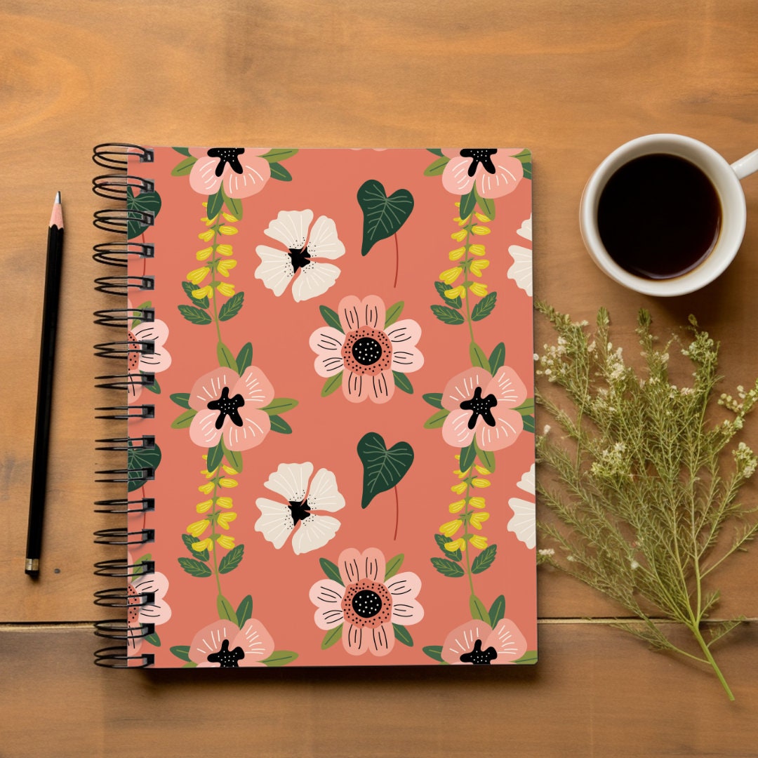 Floral Spiral Notebook Ruled Line, Floral Journal, Cute Gift for Her ...