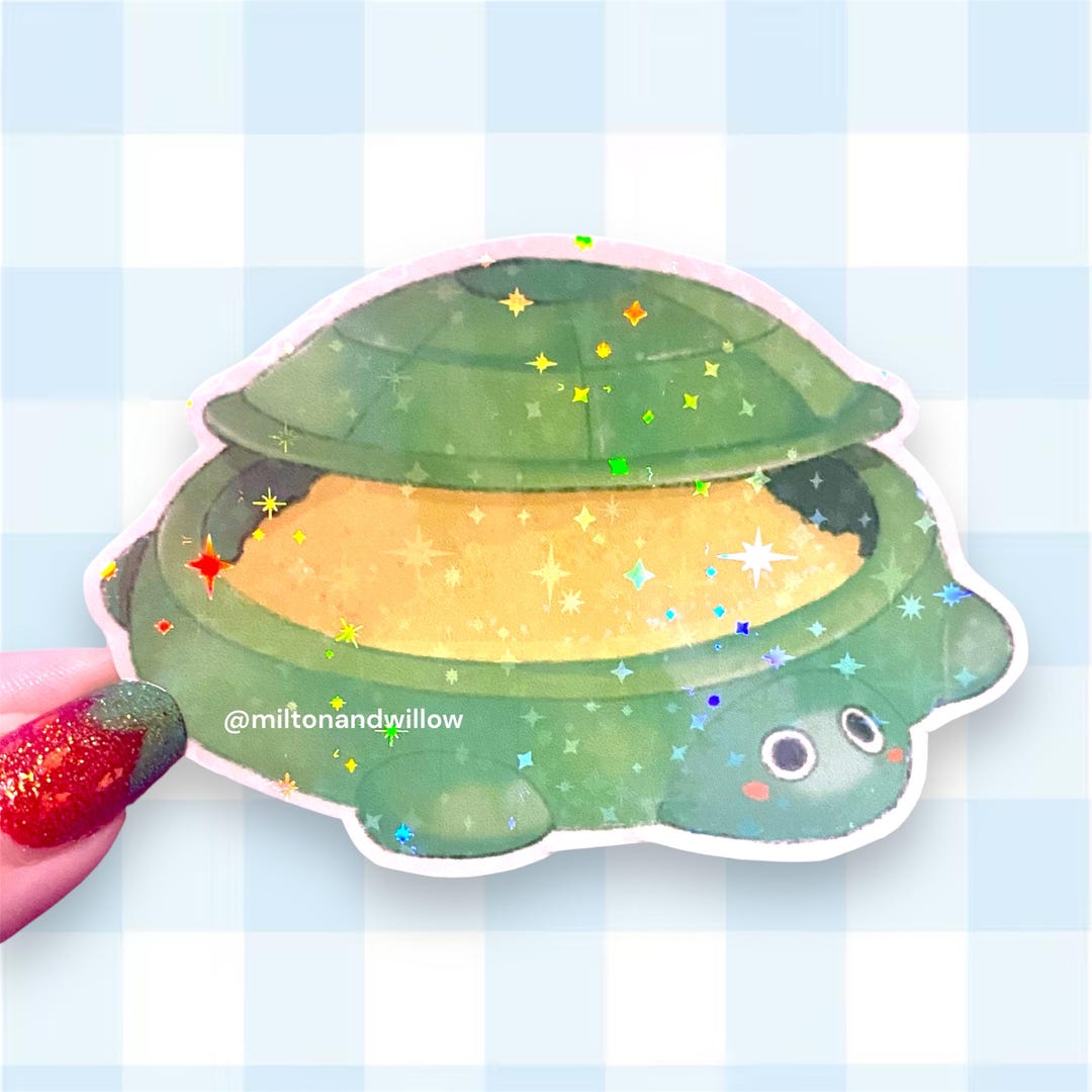 Sandpit Turtle Sticker: Holographic Rainbow Sparkle Turtle Sandpit ...