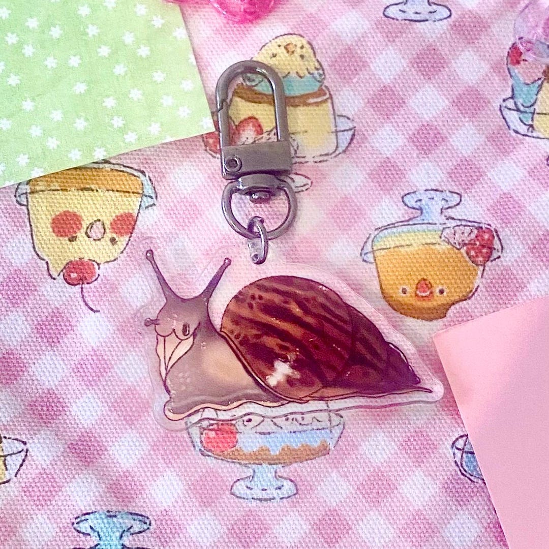 Giant African Land Snail Keychain: Double Sided Acrylic With Silver ...